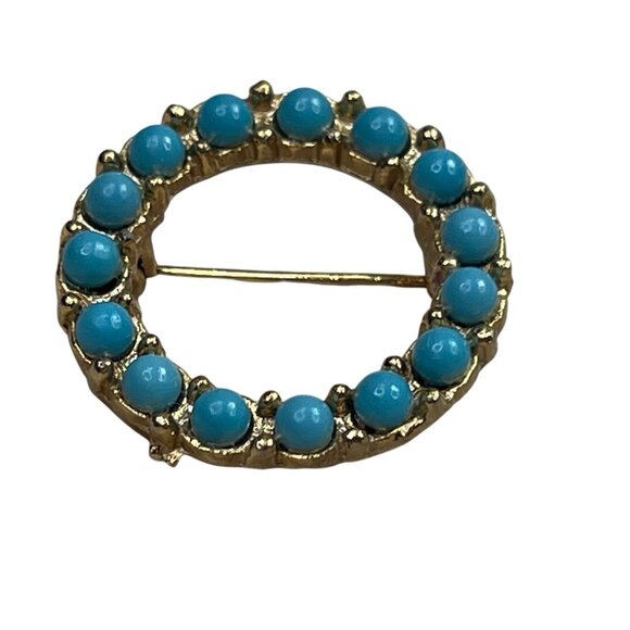 Unbranded | Jewelry | Vintage Turquoise Color Brooch Pin Circle Beaded ...
